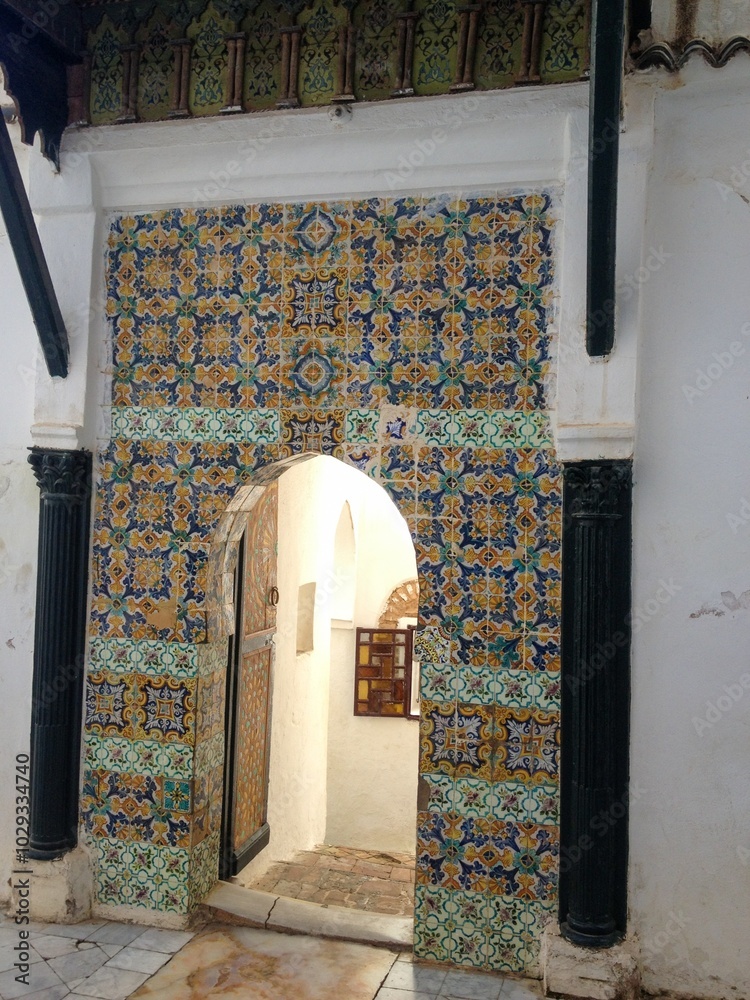 Inside view of the Sidi Boumediene mosque with its arcades and its ...