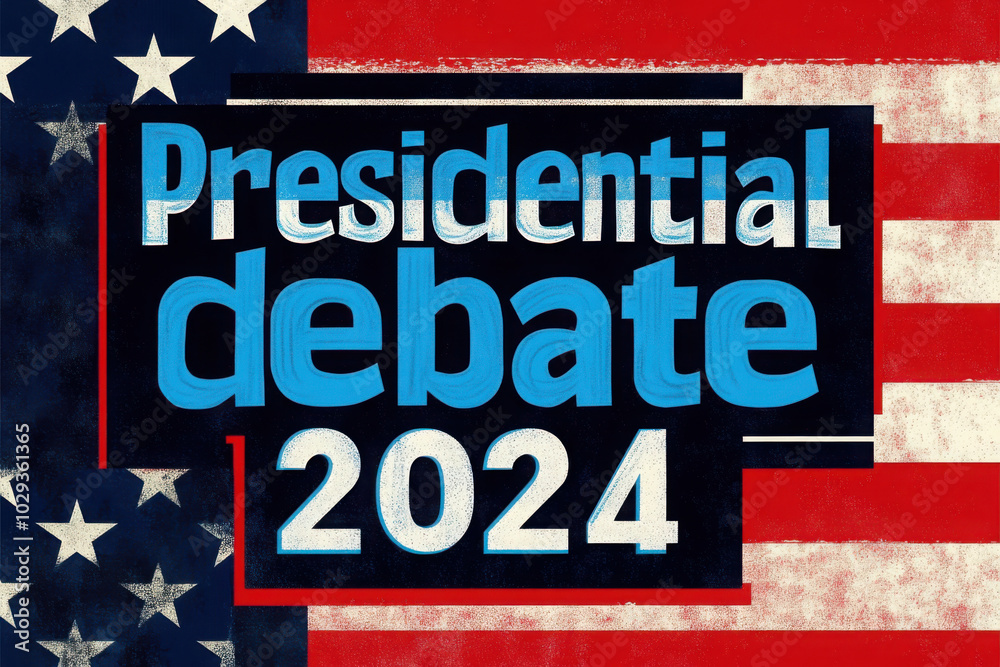 Presidential Election debate 2024 background with American Flag and ...