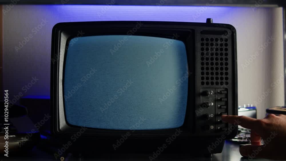 Retro TV, vintage television In a nostalgic setup, a retro TV displays ...