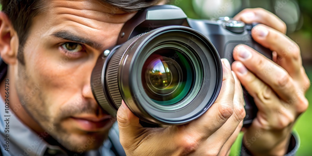 Professional Photographer Adjusting Camera Lens in a Close-up Shot A ...