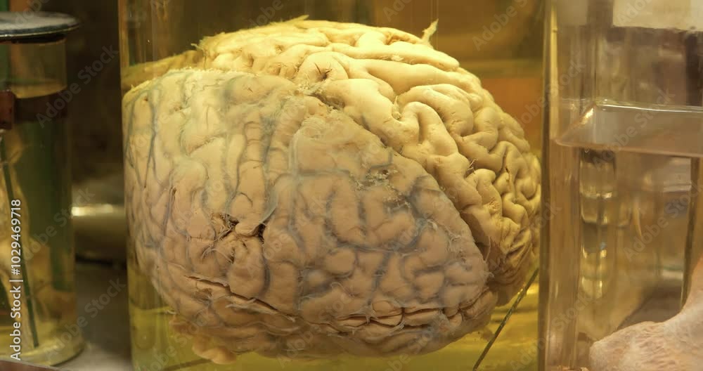 Real human brain. Anatomy of brain, grey substance, grey matter ...