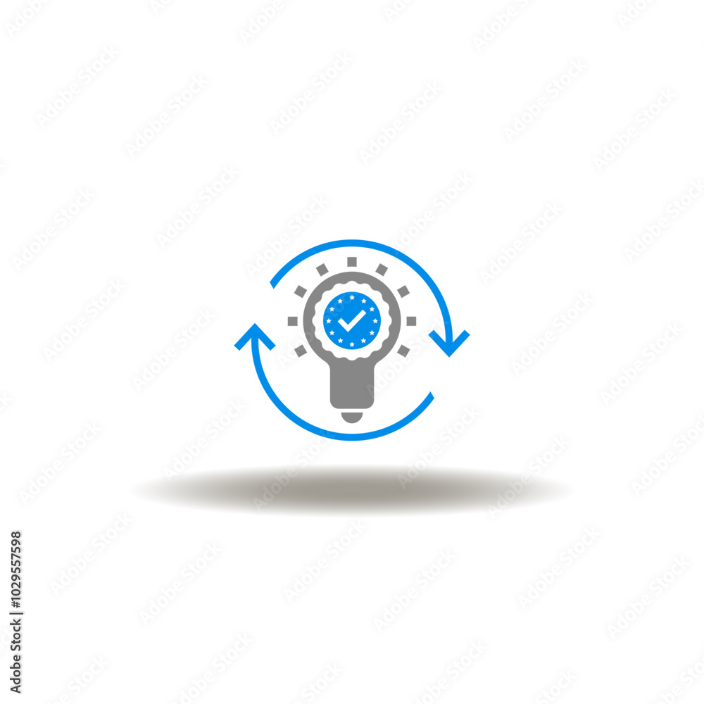 Vector illustration of round arrows process and lightbulb with reward ...
