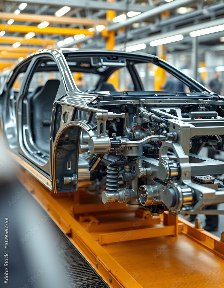 An intricate view of automotive production highlighting the assembly of ...
