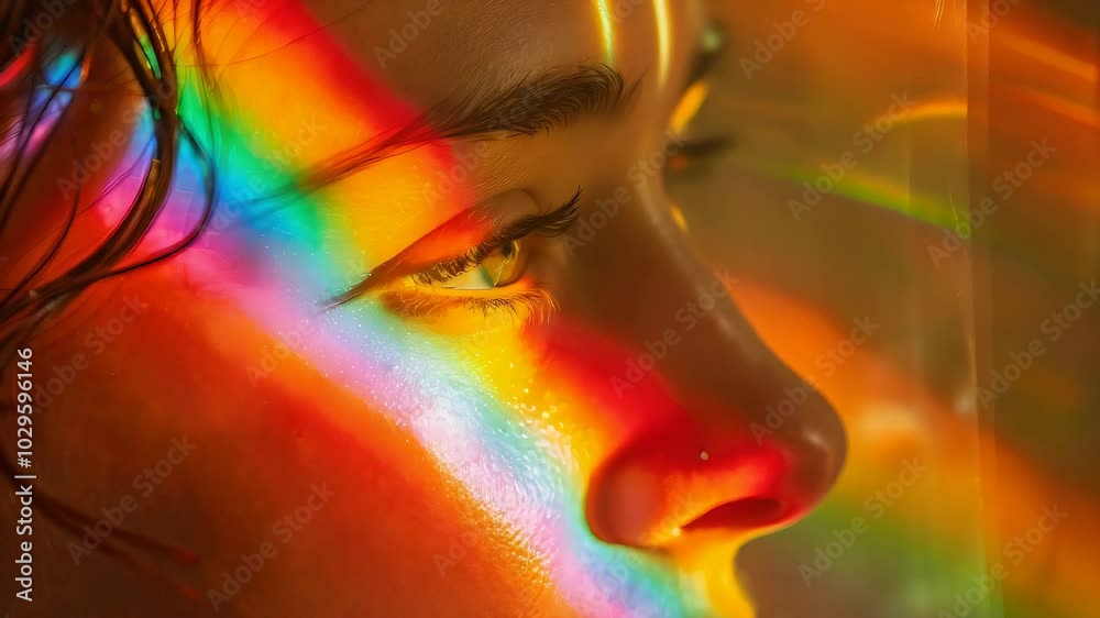 Eyes a prism separating light into a rainbow of colors, symbolizing ...