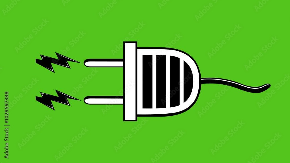 video drawing animation socket plug icon with a ray of light in ...