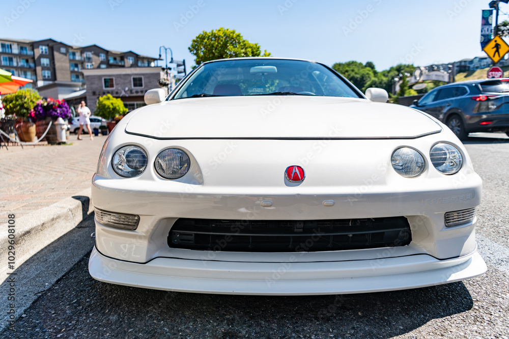Seattle, USA - July 14, 2024: 1998 Acura Integra Type R sportscar white ...