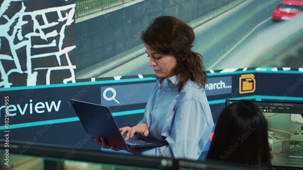 Supervisor following delivery truck route on the satellite map, using ...