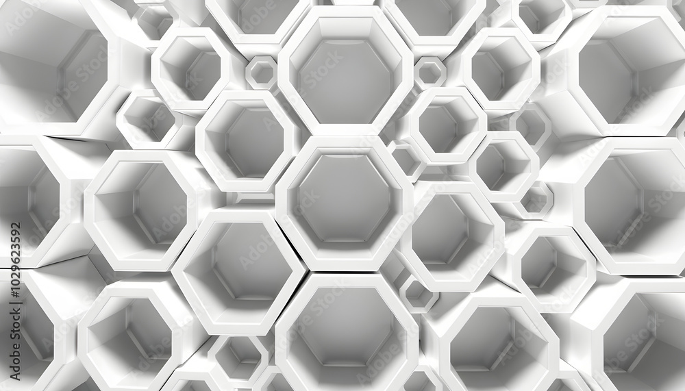 The white grid of cells in the form of hexagonal honeycombs with ...