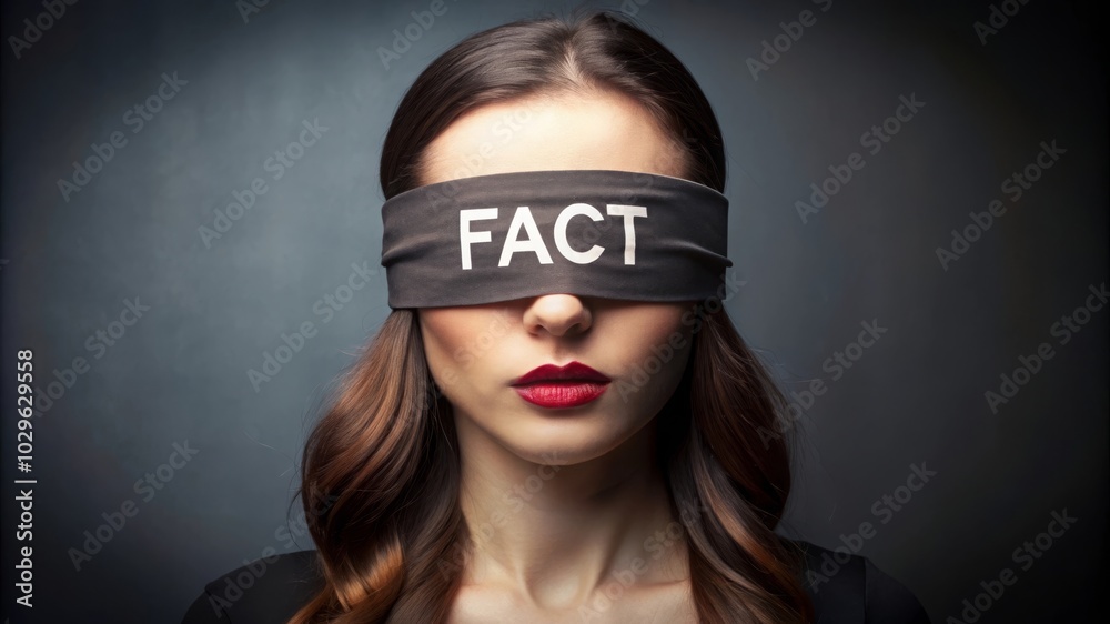 Blindfolded Woman with 'FACT' Written on It: Concealing Truth and ...