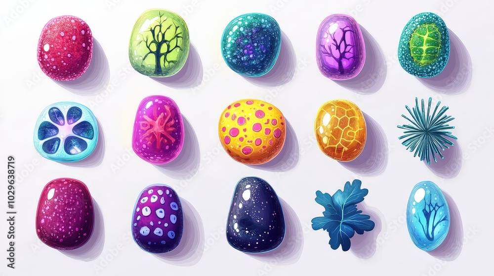 Playful Plant Cell Divider Icons - Flat Low Poly Game Asset Sprite ...