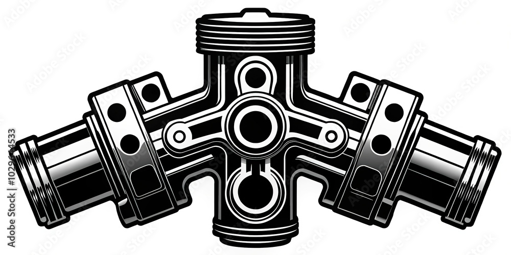 Black Cross Piston Engine Icon Vector Design - Silhouette Photography ...