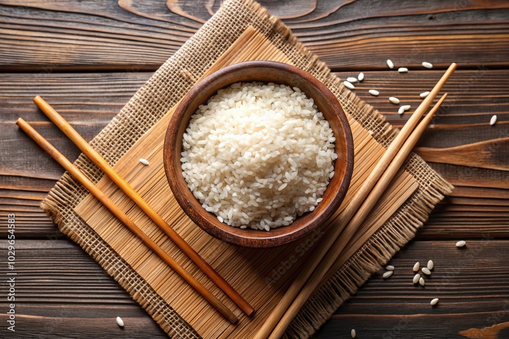 Low Light Photography of Organic Japanese Rice in a Bowl with Wooden ...