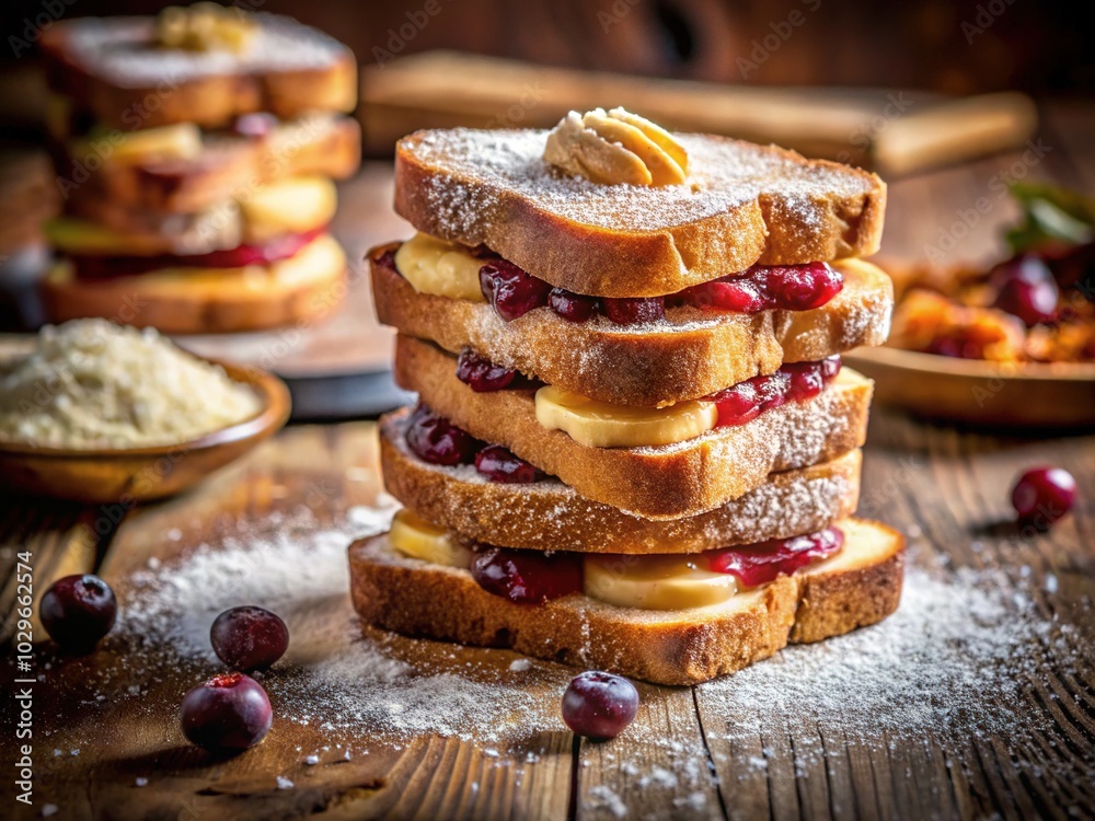 Tilt-Shift Photography of a Delectable Stack of Sweet Bread with ...