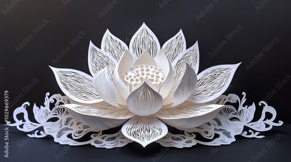 Paper cut lotus flower with traditional Indian detailing, symbolizing ...