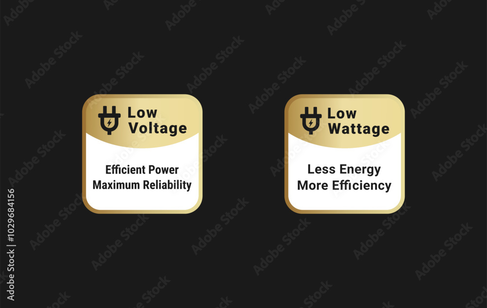 Low wattage label or low voltage label vector for product. Best Low ...
