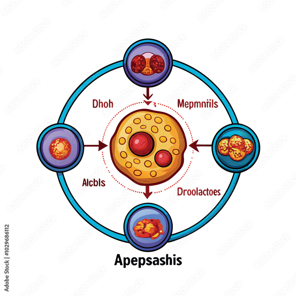 Design a vector illustration showing the process of cell division in a ...