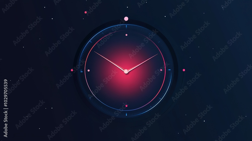 A sleek and simple vector clock design, showing a few seconds before ...