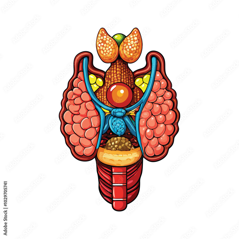 Illustrate the human endocrine system with detailed vector graphics ...
