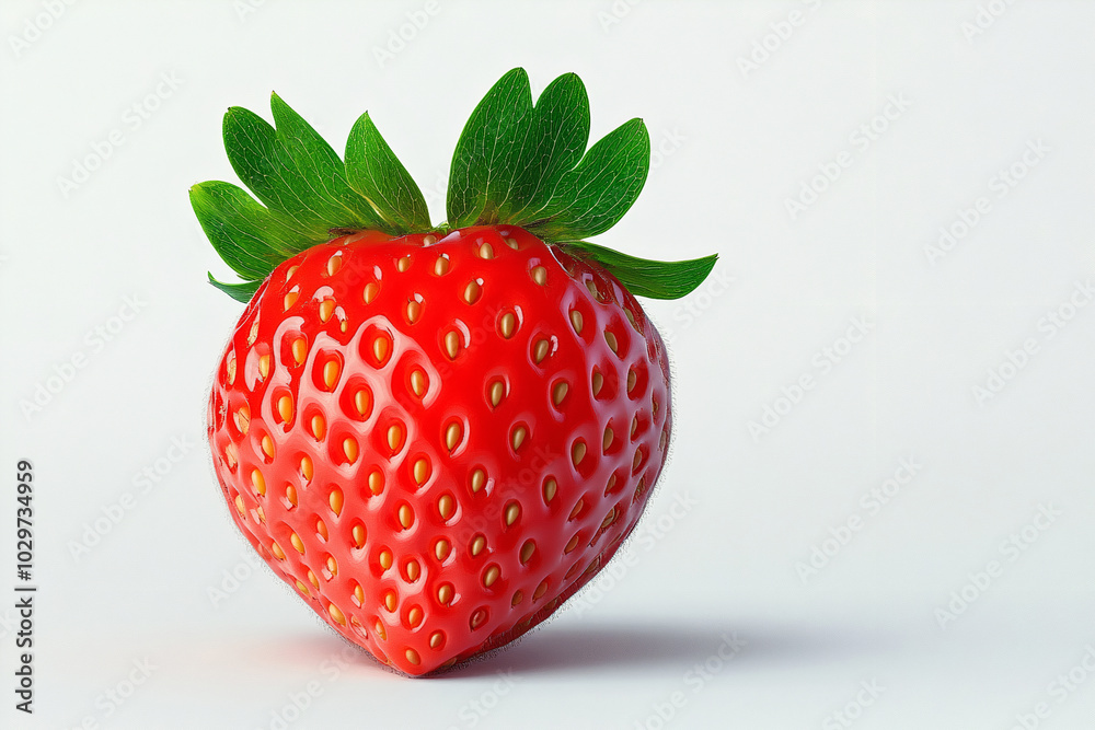 Strawberry isolated. Whole strawberry with leaf on white background ...