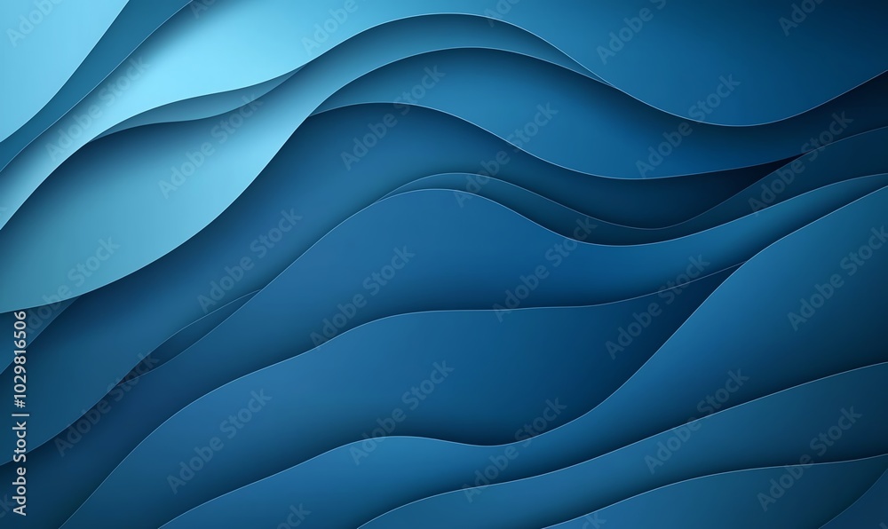 Abstract blue wave pattern creating a soothing visual effect, perfect for backgrounds in digital ...