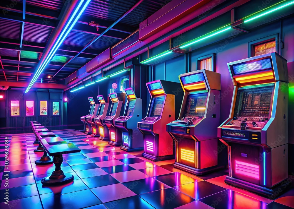 Retro Arcade Machine Room in Synthwave Style | 80s Vibes and Cyberpunk ...