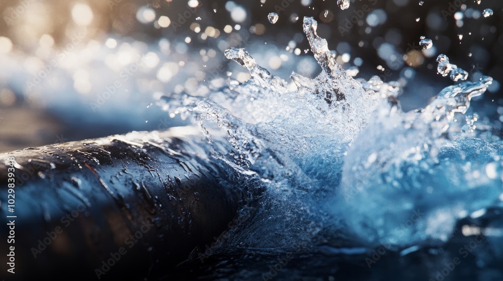 Emergency water damage repair scenario, showcasing a high-pressure ...