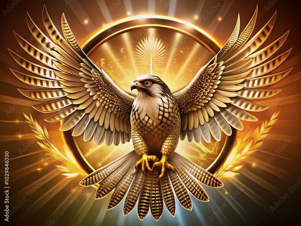 Elegant Falcon Logo in Gold Gradient Double Exposure Style for Branding ...