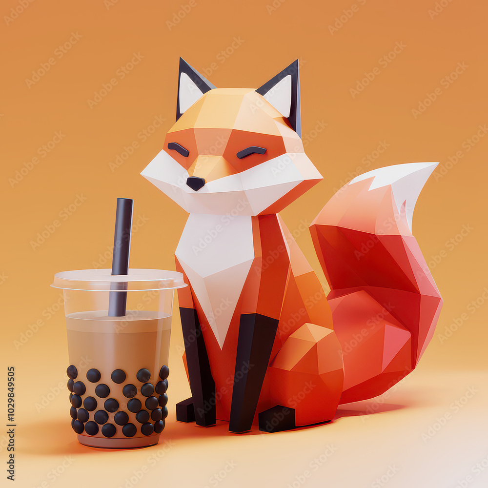 Fox Animal Bubble tea Boba Foxes Tea Asian Japanese wild predatory fur ...