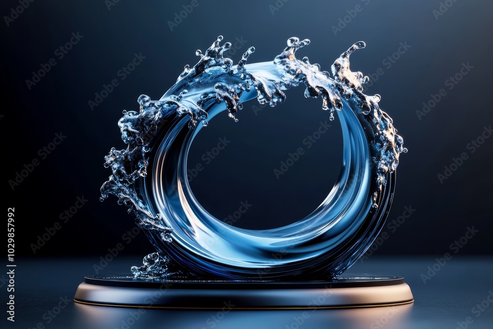Hyper-detailed curved wave, frozen in motion Stock Illustration | Adobe ...