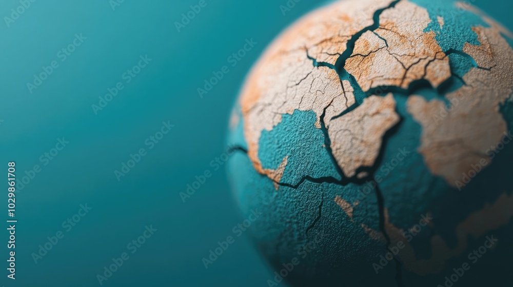 Cracked and distorted globe representing the breakdown of global trade ...