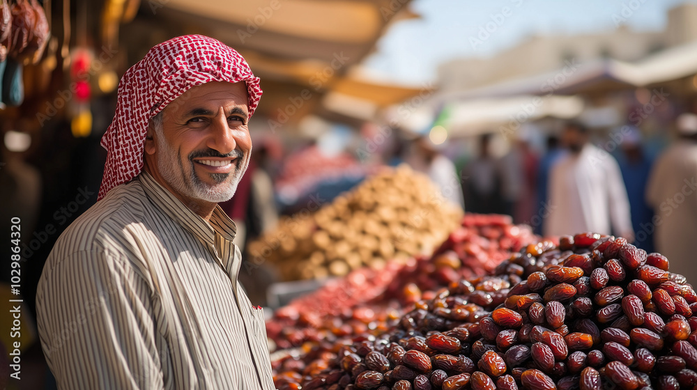 International Date Festival, market stalls are filled with piles of ...