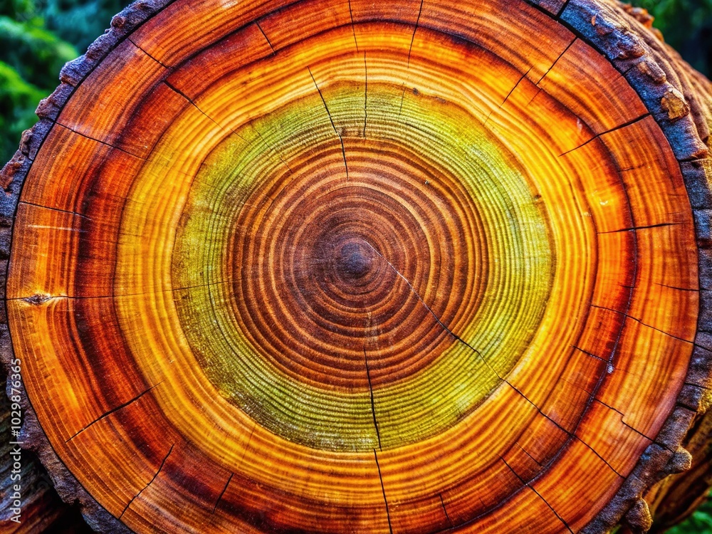 Extreme Close-Up of Tree Rings and Wood Grain Texture in Beautiful ...