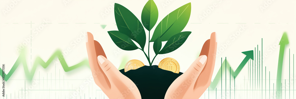 2D illustration of Investment Portfolio in Hands with Stock Market ...