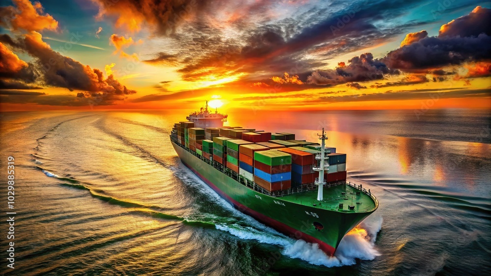 Silhouette of a Large Cargo Ship NH3 Sailing Across the Sea - Maritime ...