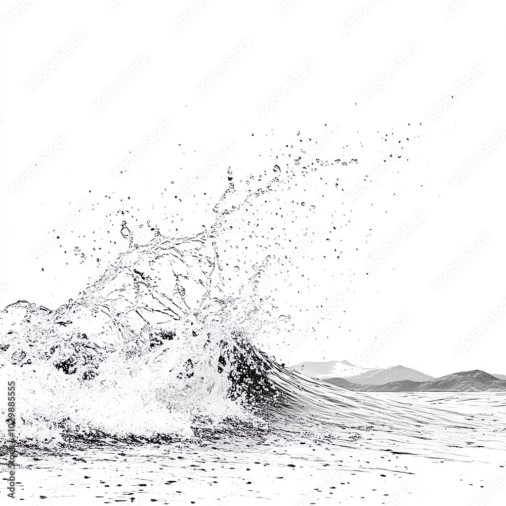 Poster Water splash from a boat wake on white background – Wall Art ...