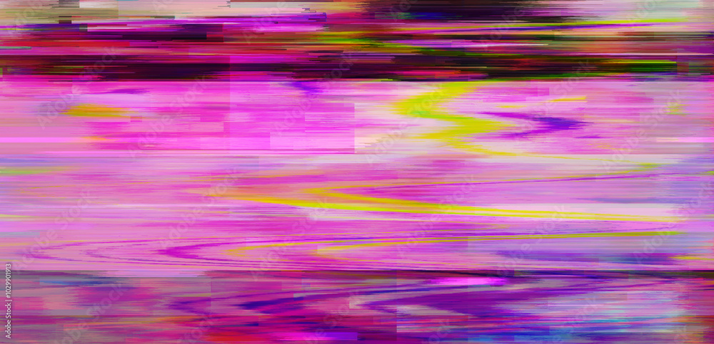 Digital glitch or a distorted video signal, with sharp angles and ...