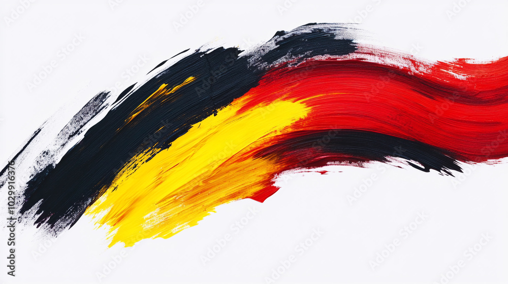 Artistic representation of the German flag using vibrant brush strokes ...