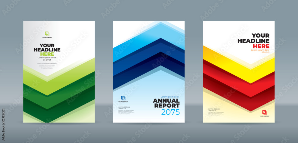 Modern flat design green, cyan, yellow, red arrow shape on white ...