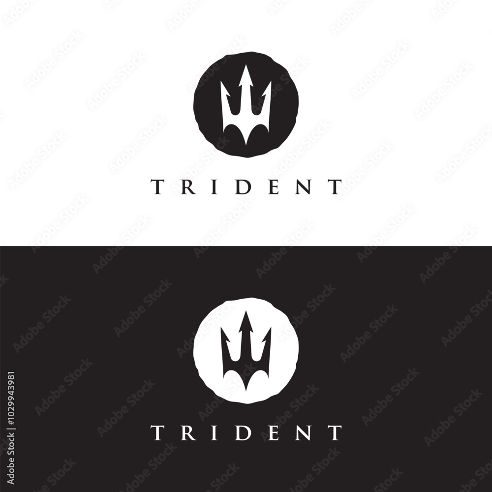 Poseidon's Trident sign in circle logo vector illustration Stock Vector ...