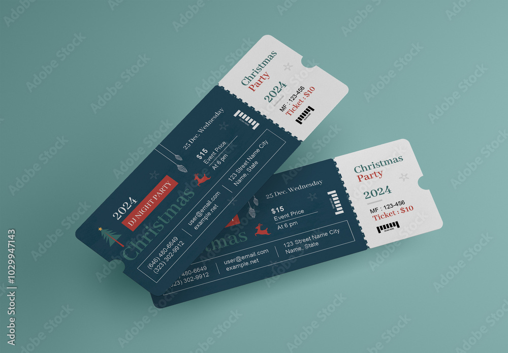 Christmas Event Ticket Layout Stock Template Adobe Stock