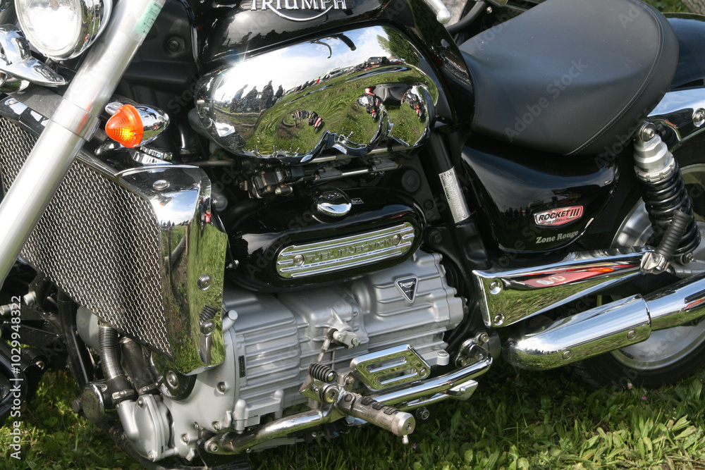 Triumph sign brand and text logo on engine rocket 3 big large engine ...