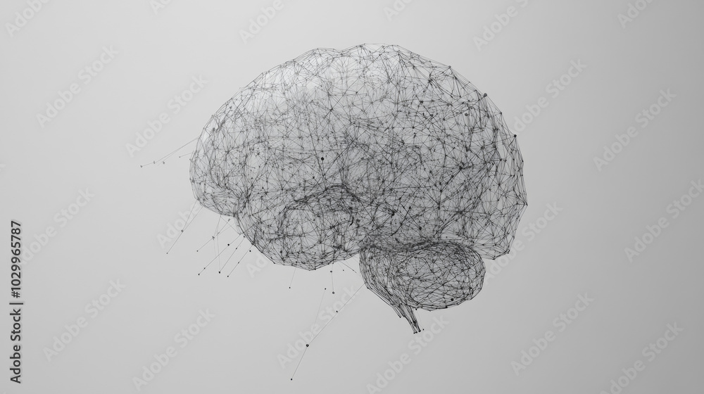 A simplified 3D image of a human brain cell, showing its basic ...