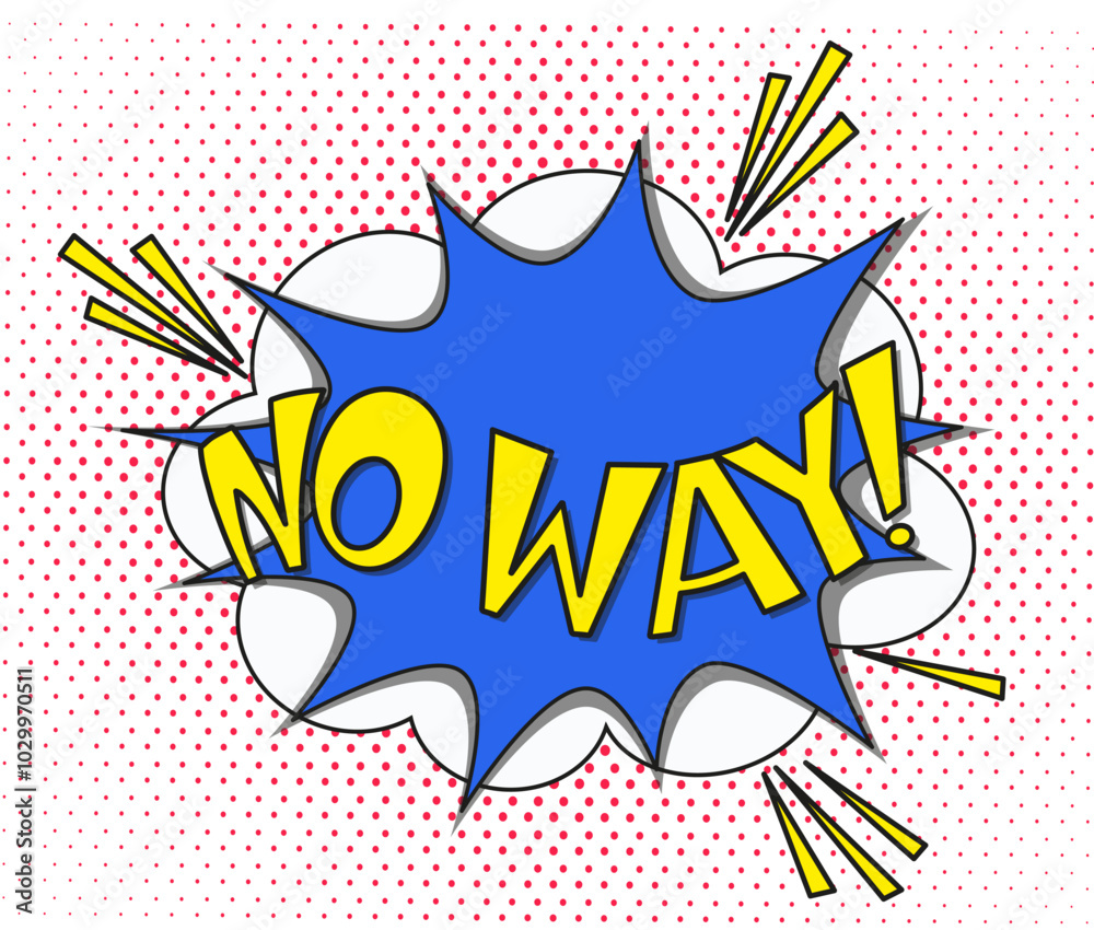 Comic lettering no way. Vector bright cartoon illustration in retro pop ...