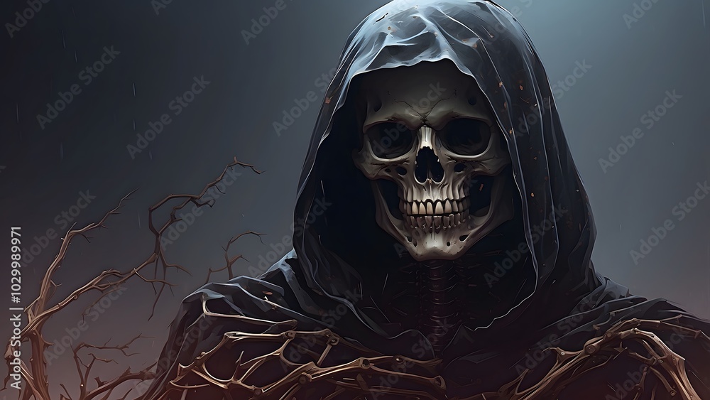 Halloween hauntingly dark and moody black grim reaper, creepy and ...