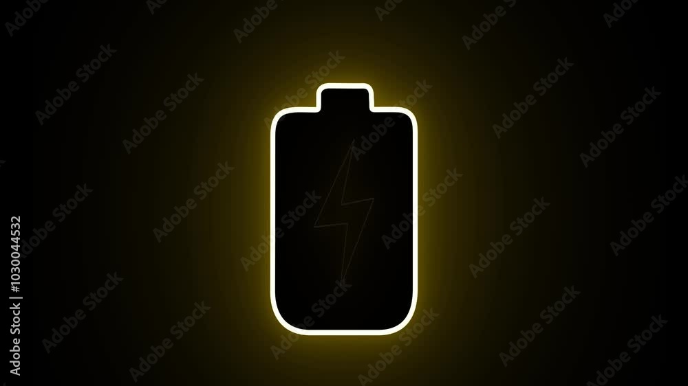 Lightning blinking bright bolt symbol with yellow neon shiny battery ...