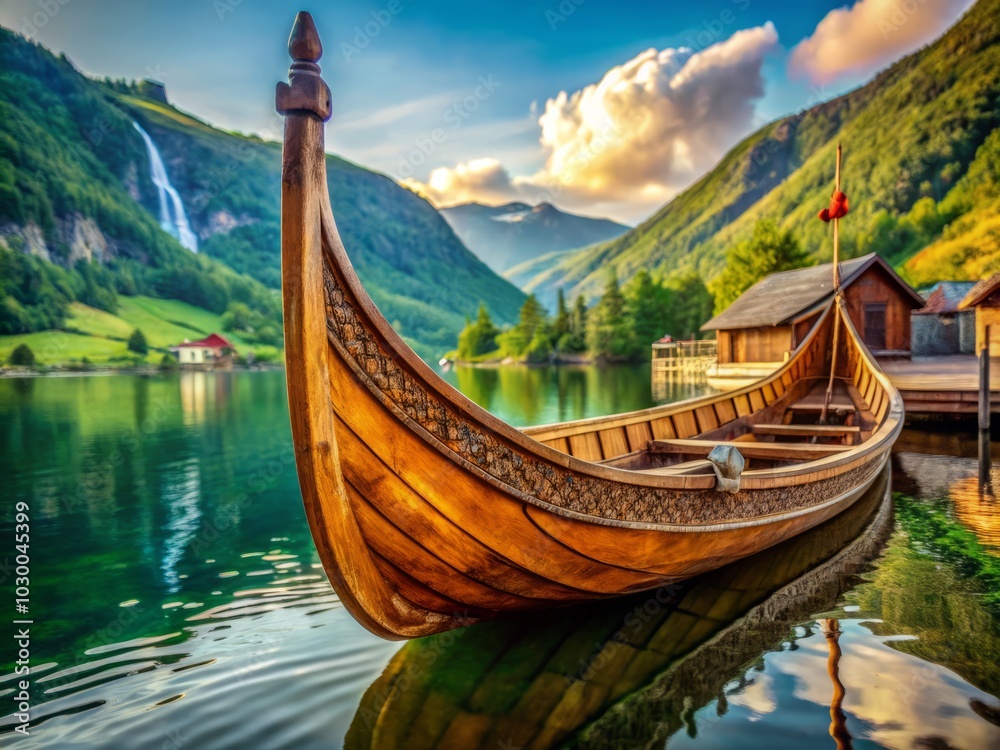 Architectural Photography of a Viking-Themed Wooden Boat Tied at Dock ...