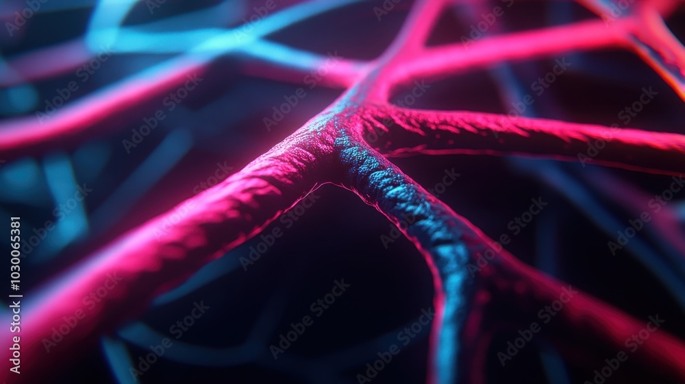 Microscopic zoom on muscle cells with visible striations and nuclei ...
