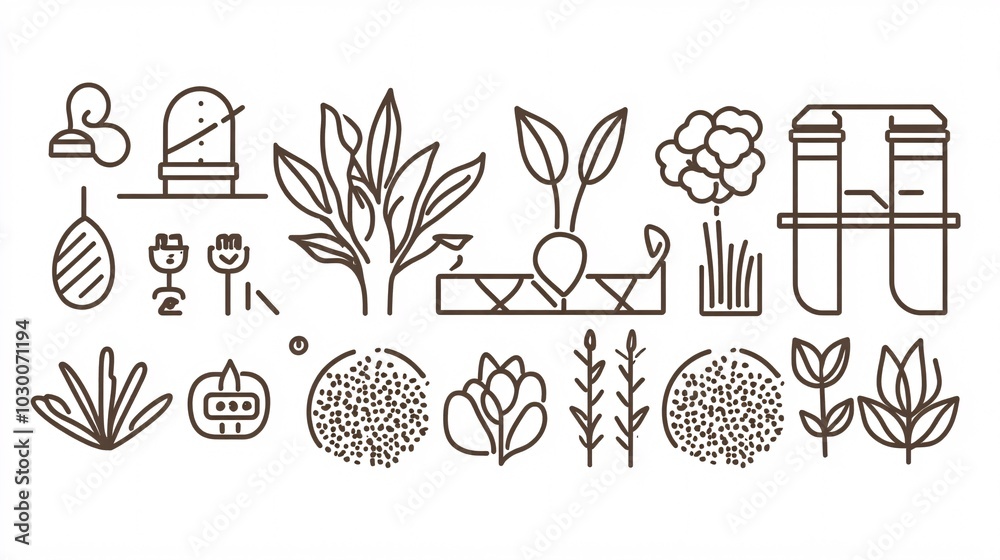 2410_105.agricultural and environmental icon compilation, soil analysis ...