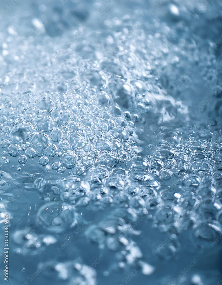 Bubbling water texture, flow thermal water as abstract background macro ...