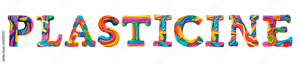 Realistic multicolored title word plasticine isolated on transparent ...